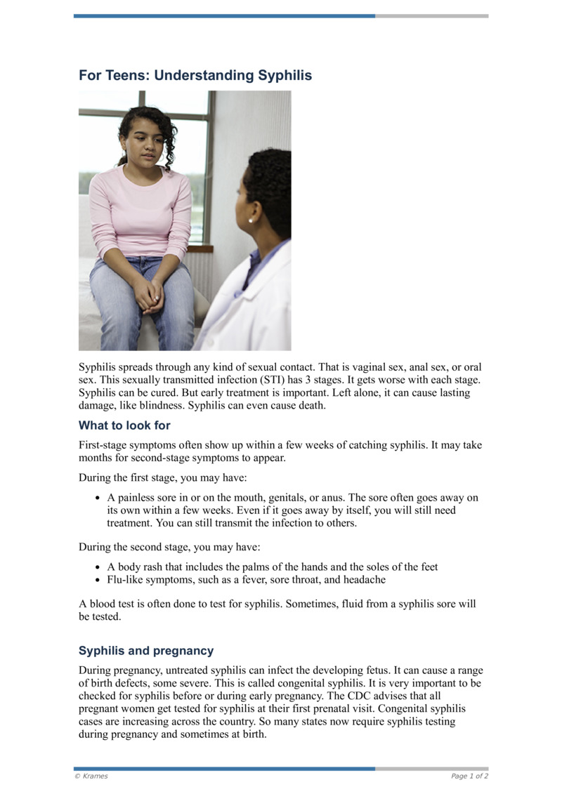 PDF - For Teens: Understanding Syphilis - HealthClips Online