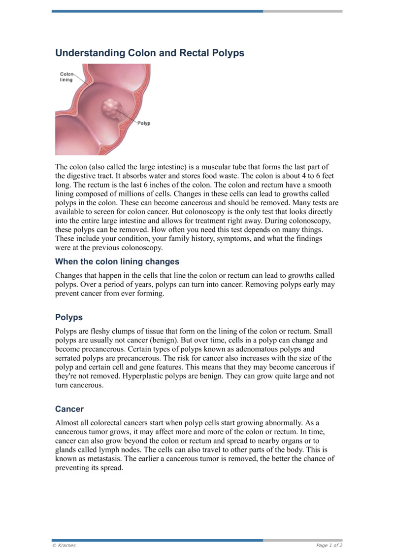 PDF - Understanding Colon and Rectal Polyps - HealthClips Online