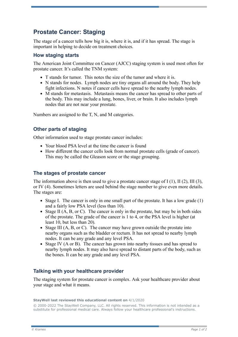 PDF - Prostate Cancer: Staging - HealthClips Online