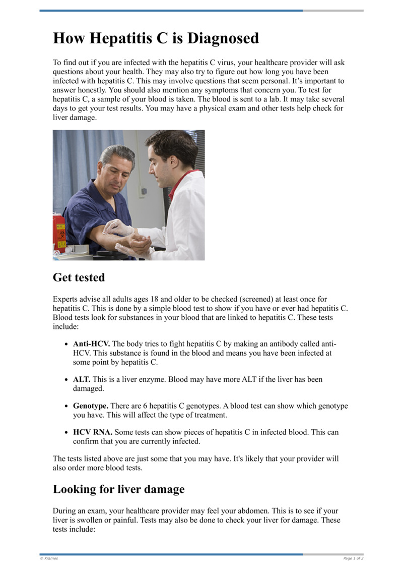 Text - Diagnosing Hepatitis C - HealthClips Online