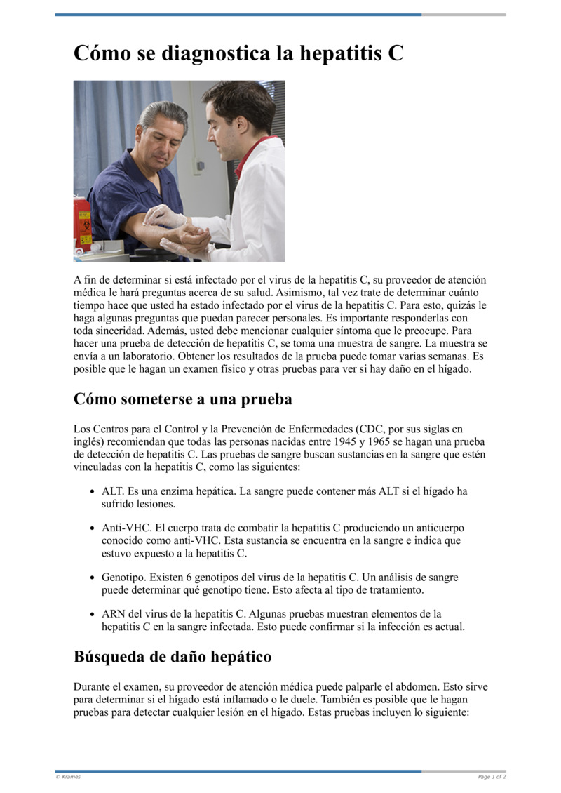 Text - Cómo se diagnostica la hepatitis C - HealthClips Online