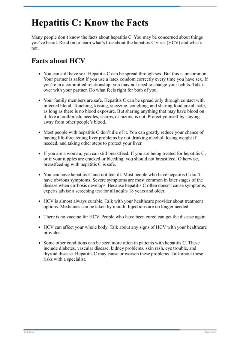 Text - Hepatitis C: Know the Facts - HealthClips Online