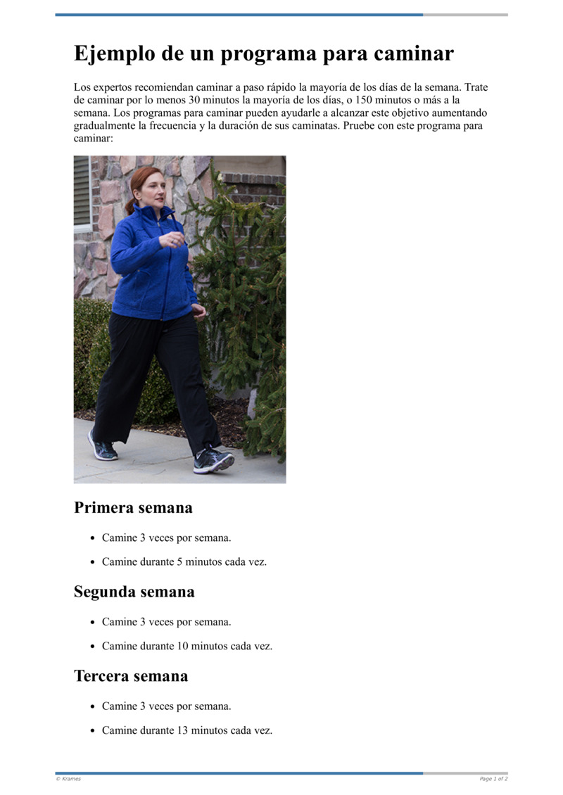 Text - Ejemplo de un programa para caminar - HealthClips Online