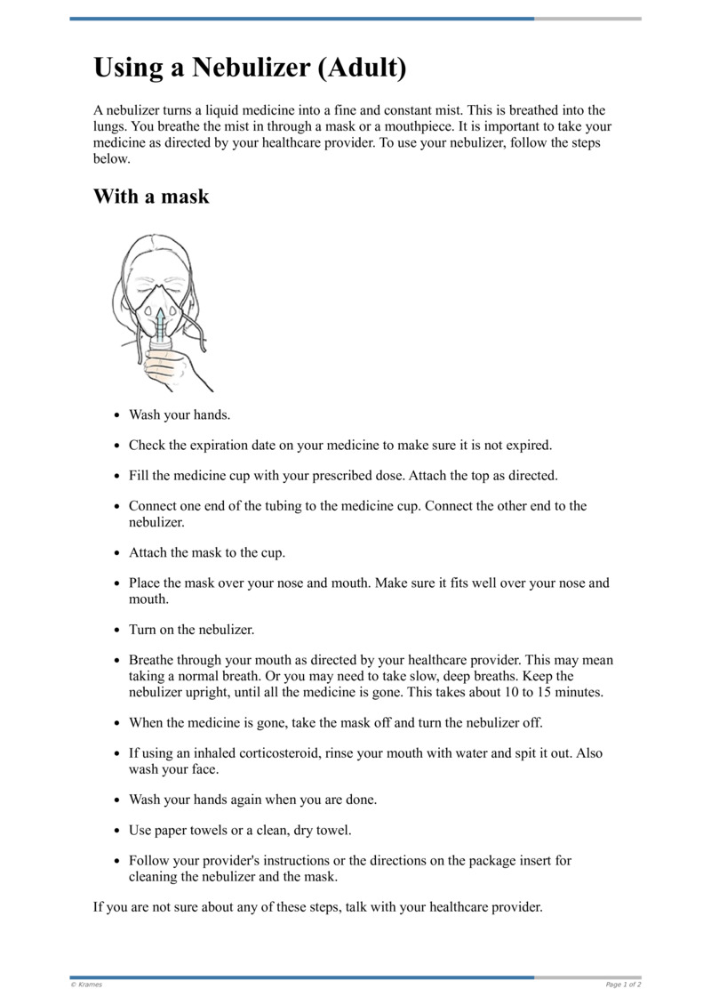 Text - Using a Nebulizer (Adult) - HealthClips Online