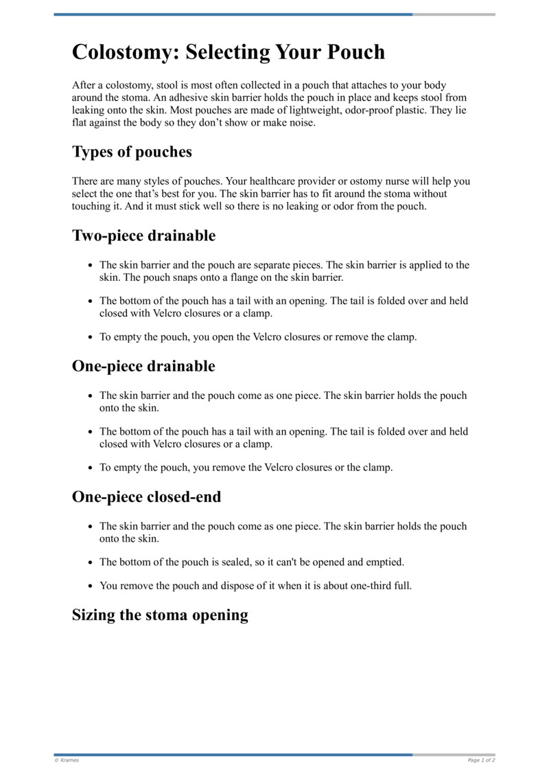 Text - Colostomy: Selecting Your Pouch - HealthClips Online