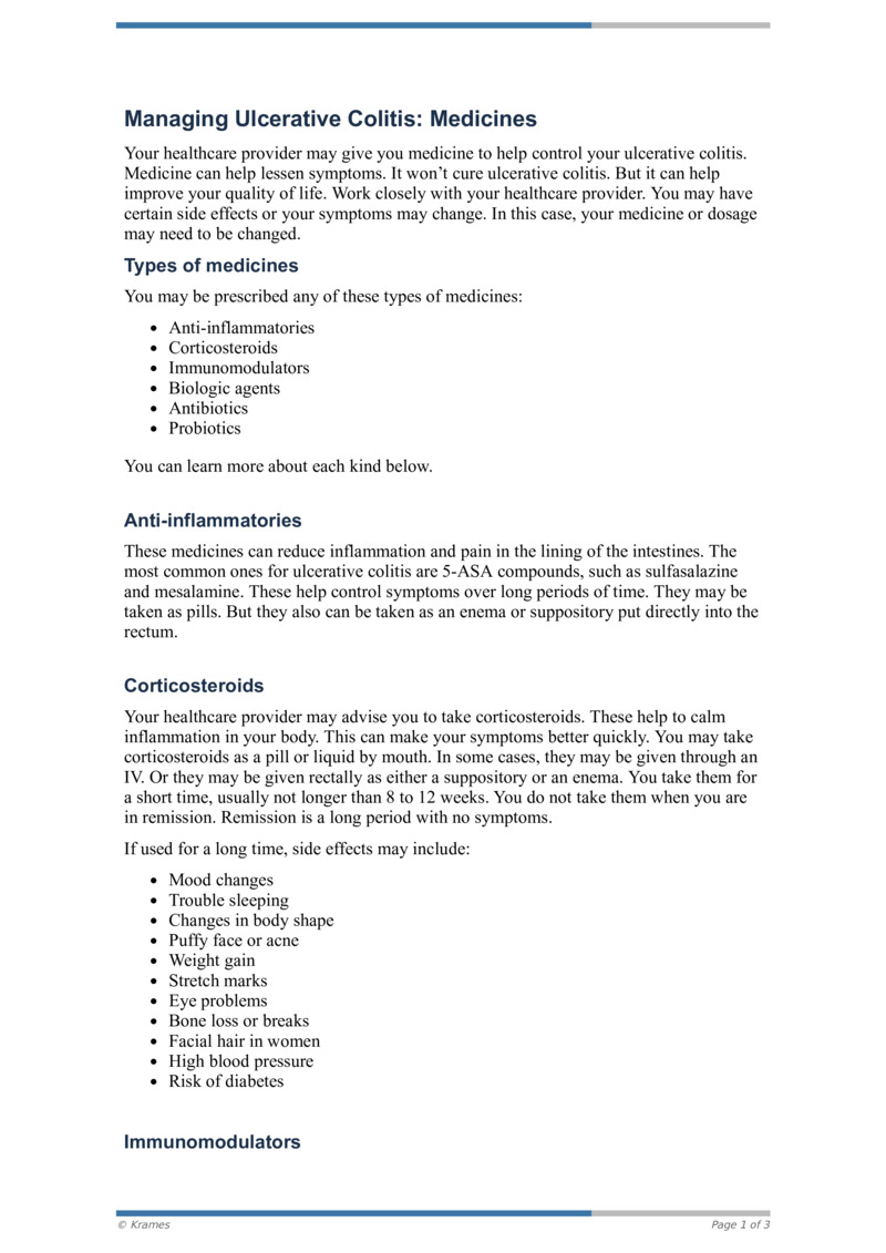 PDF - Managing Ulcerative Colitis: Medicines - HealthClips Online