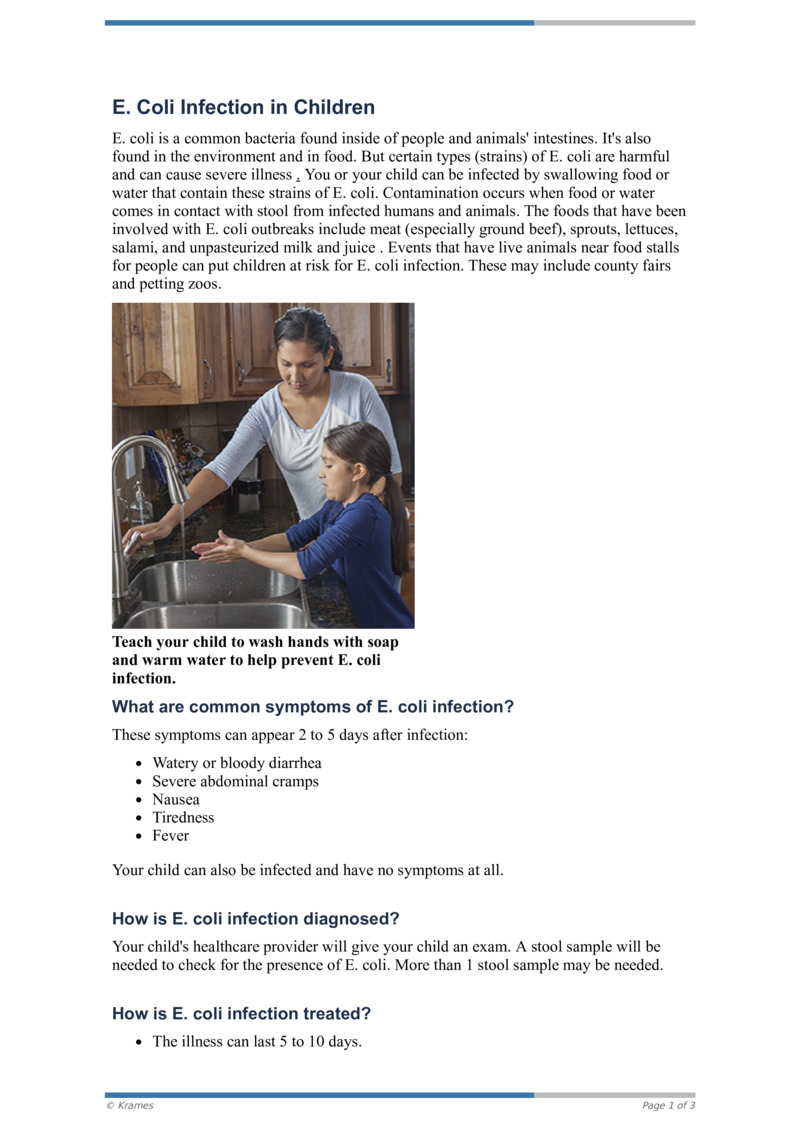 PDF - E. Coli Infection in Children - HealthClips Online