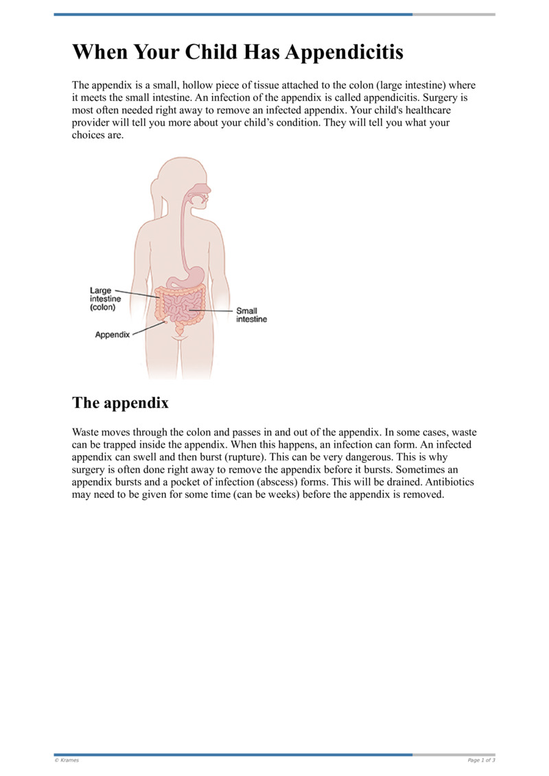 Text - When Your Child Has Appendicitis - HealthClips Online