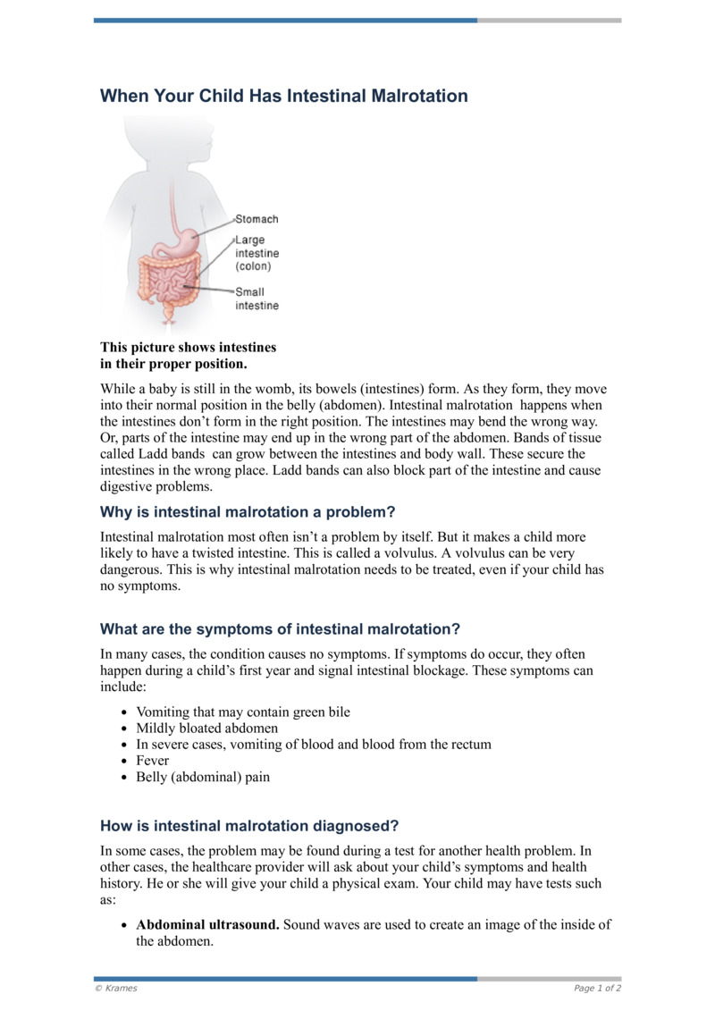 PDF - When Your Child Has Intestinal Malrotation - HealthClips Online