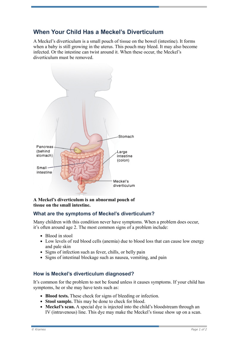 PDF - When Your Child Has a Meckel's Diverticulum - HealthClips Online