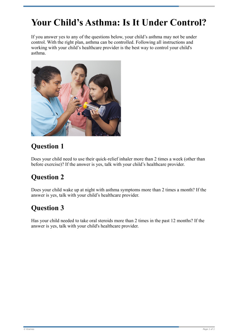 Text - Your Child's Asthma: Is It Under Control? - HealthClips Online