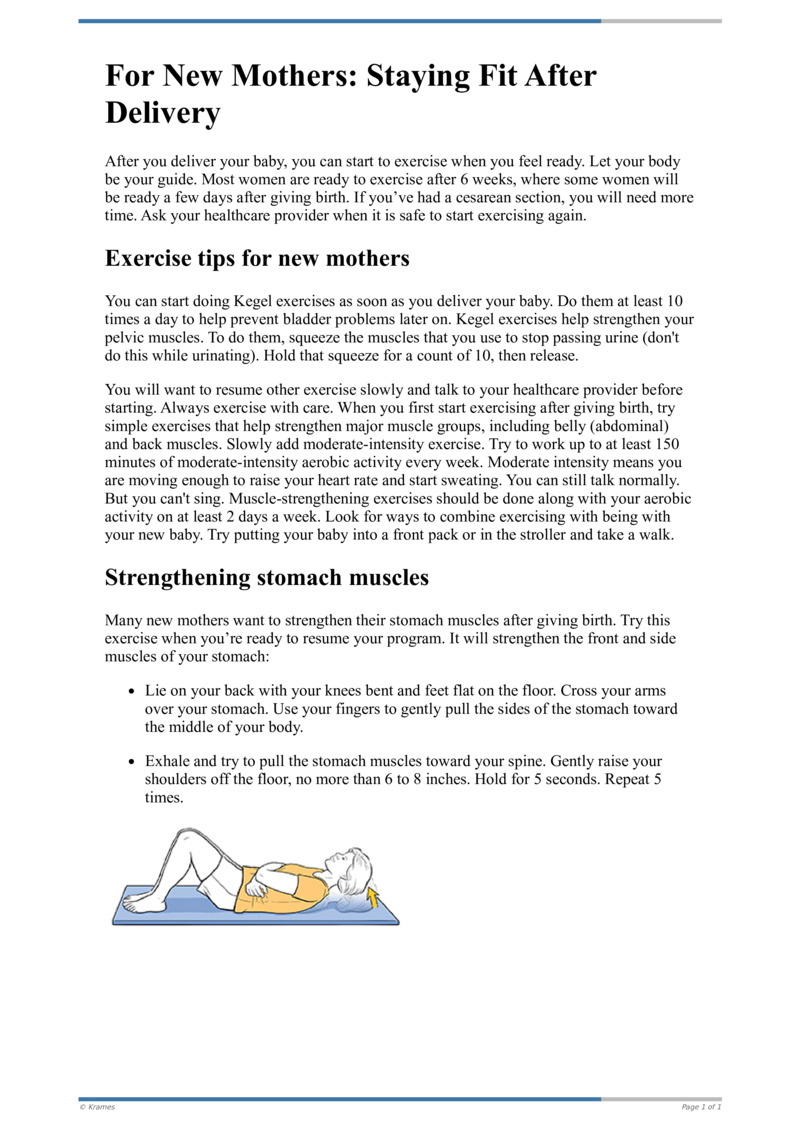 PDF - For New Mothers: Staying Fit After Delivery - HealthClips Online