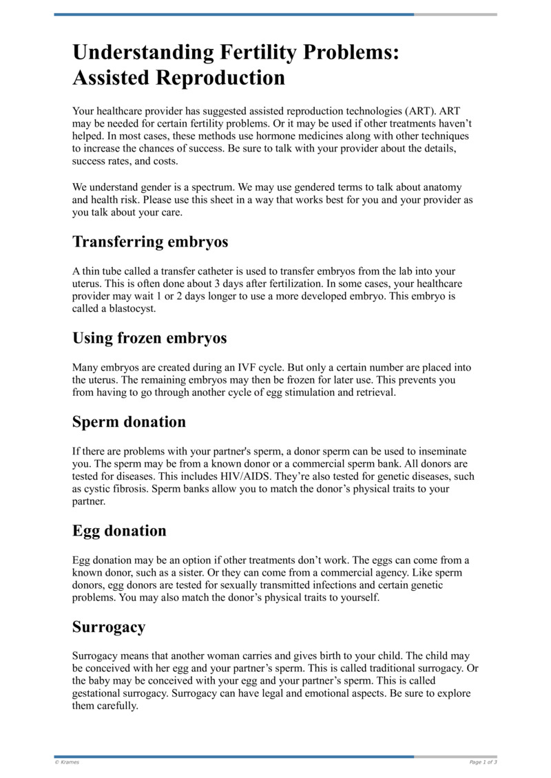 Text - Understanding Fertility Problems: Assisted Reproduction ...