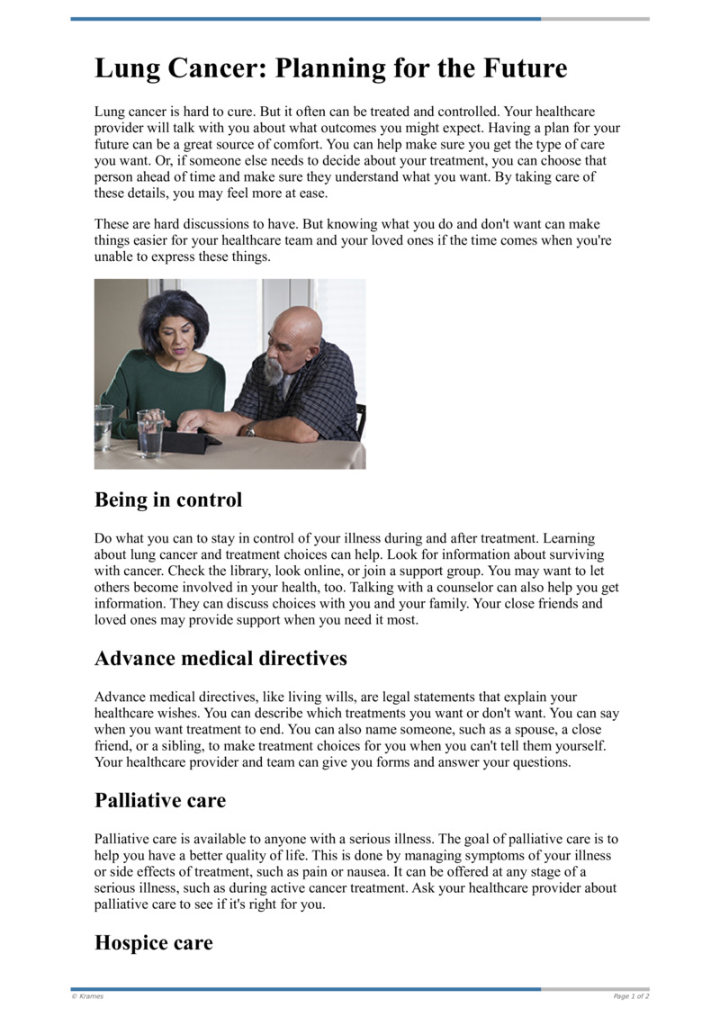 Text - Lung Cancer: Planning for the Future - HealthClips Online