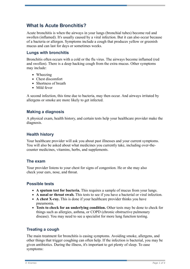PDF - What Is Acute Bronchitis? - HealthClips Online