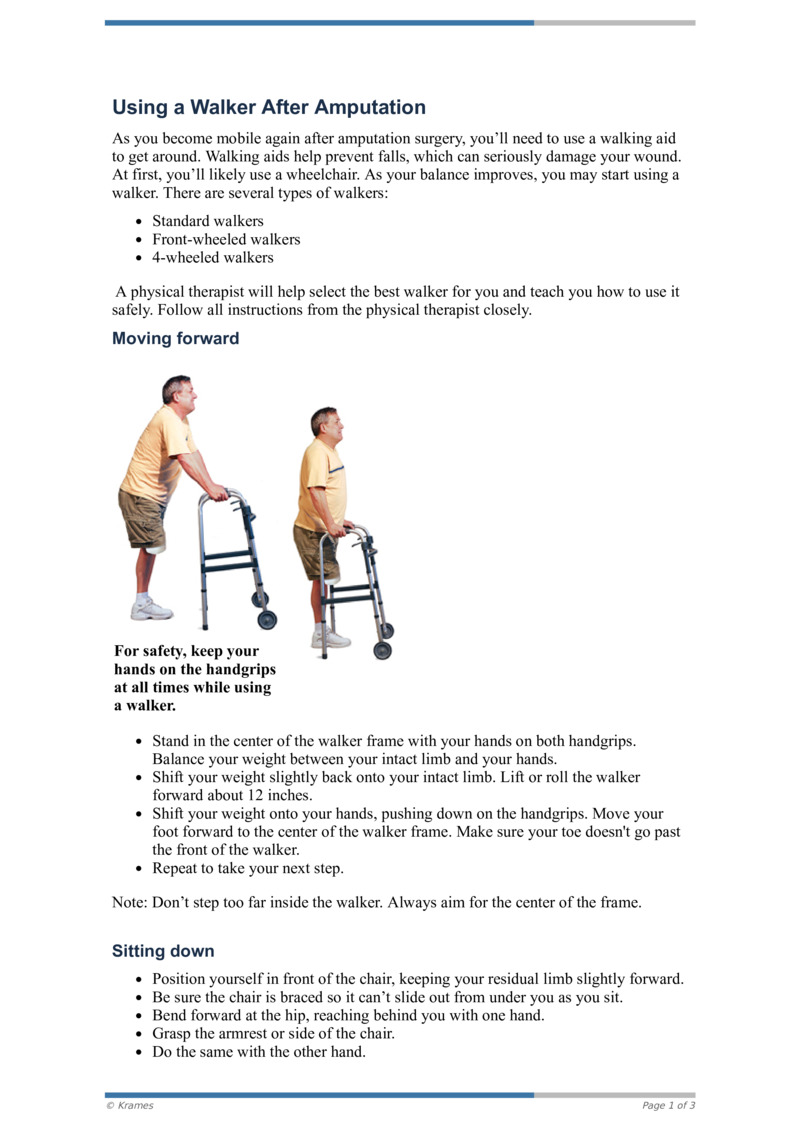 PDF - Using a Walker after Amputation - HealthClips Online