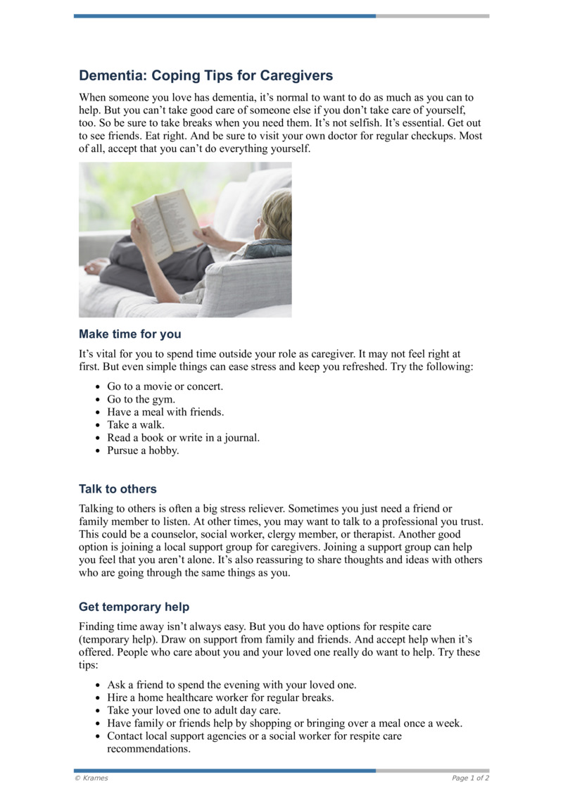 PDF - Dementia: Coping Tips for Caregivers - HealthClips Online