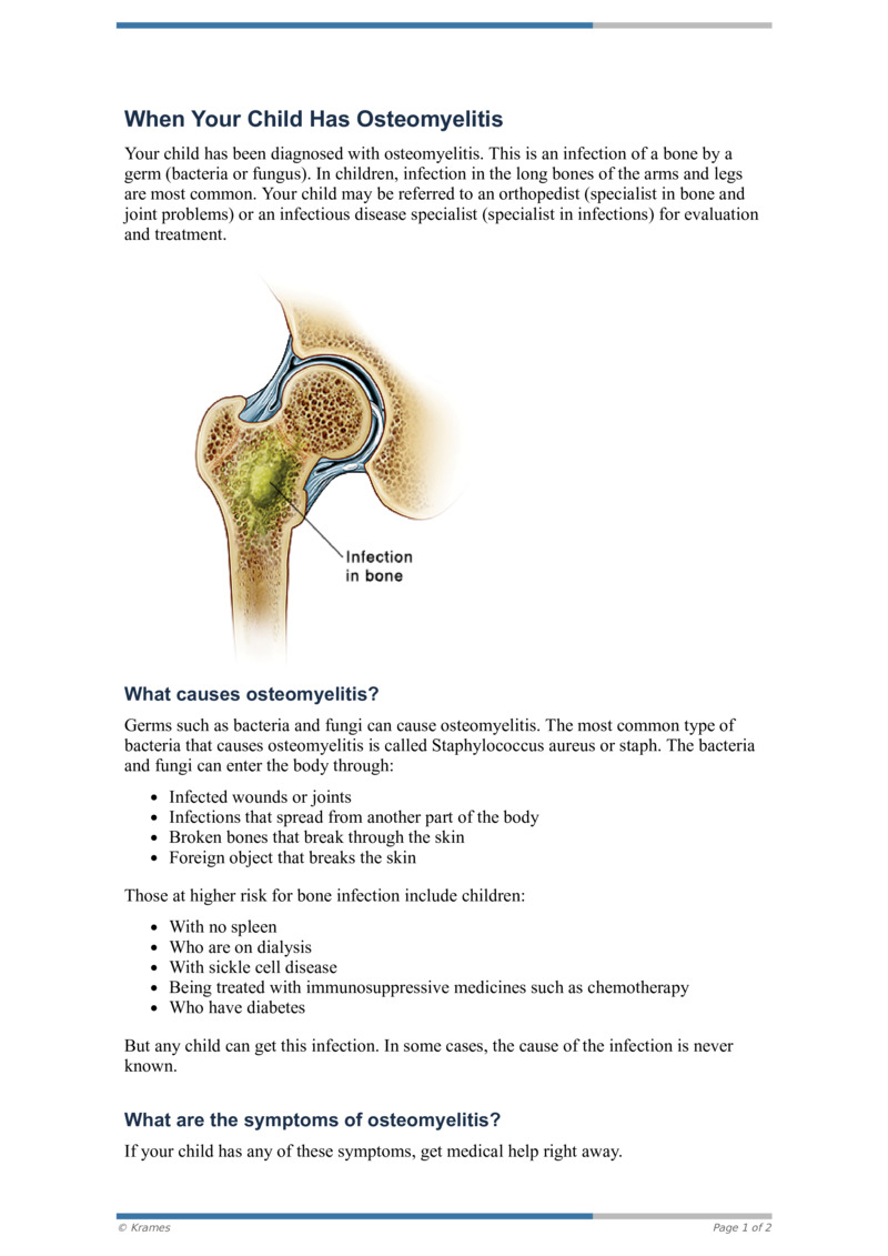 PDF - When Your Child Has Osteomyelitis - HealthClips Online