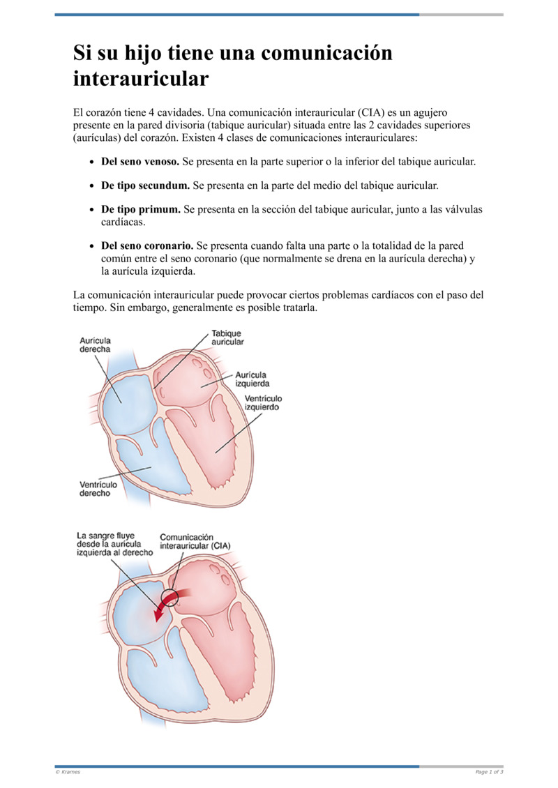 Text - Si su hijo tiene una comunicación interauricular - HealthClips ...