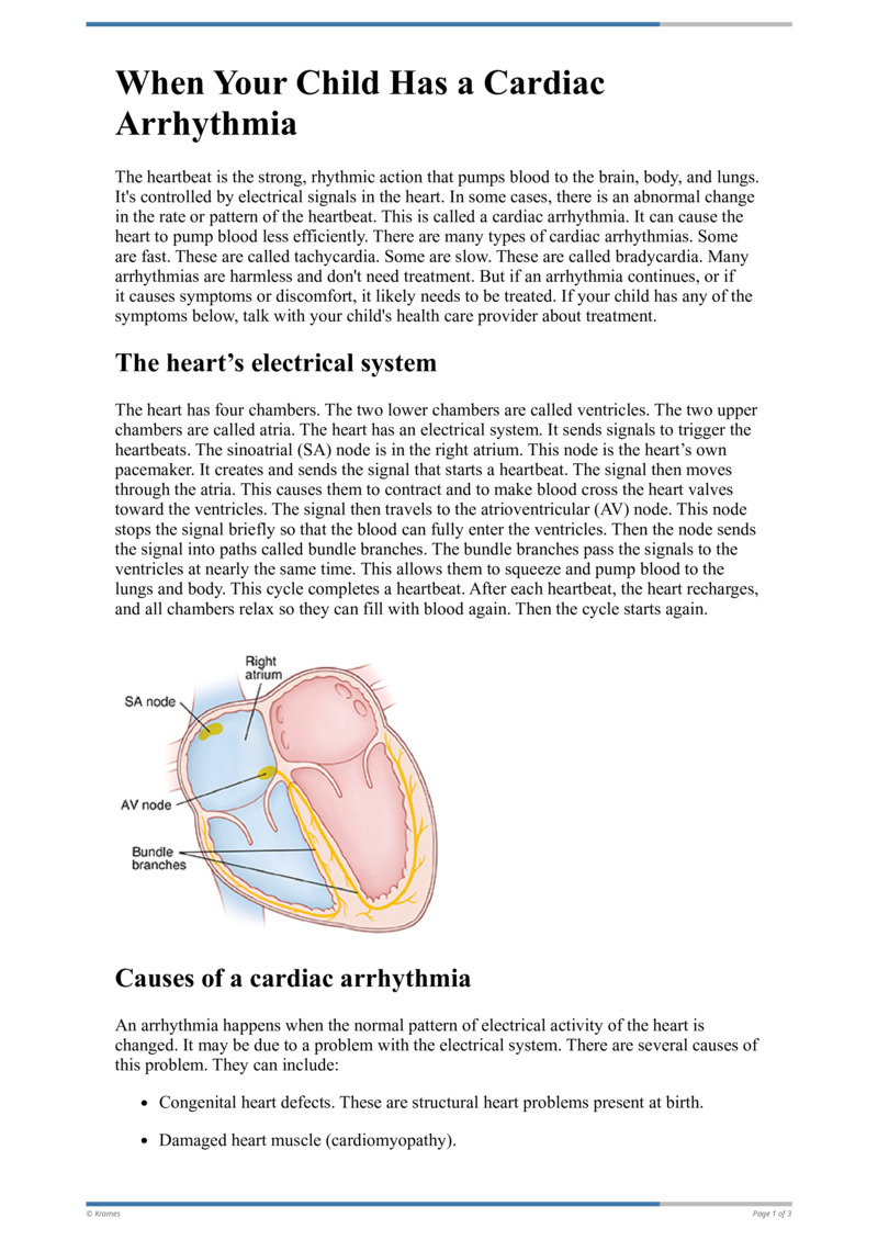 Text - When Your Child Has a Cardiac Arrhythmia - HealthClips Online