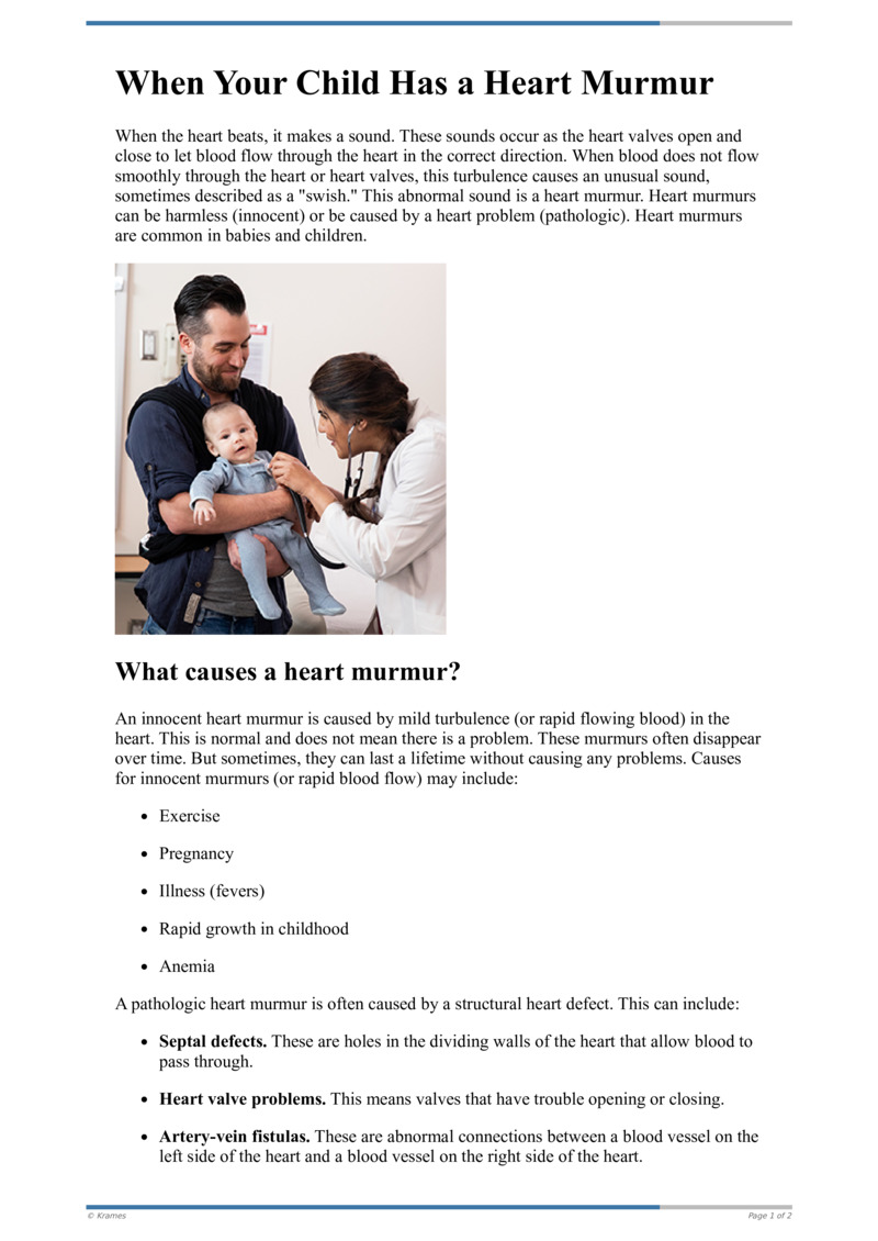 Text - When Your Child Has a Heart Murmur - HealthClips Online