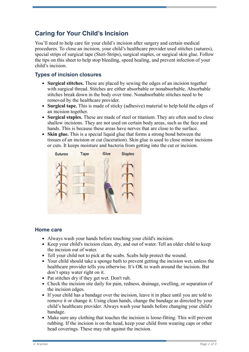 PDF - Caring for Your Child's Incision - HealthClips Online