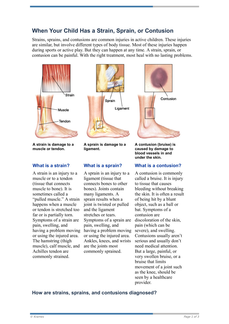 PDF - When Your Child Has a Strain, Sprain, or Contusion - HealthClips ...