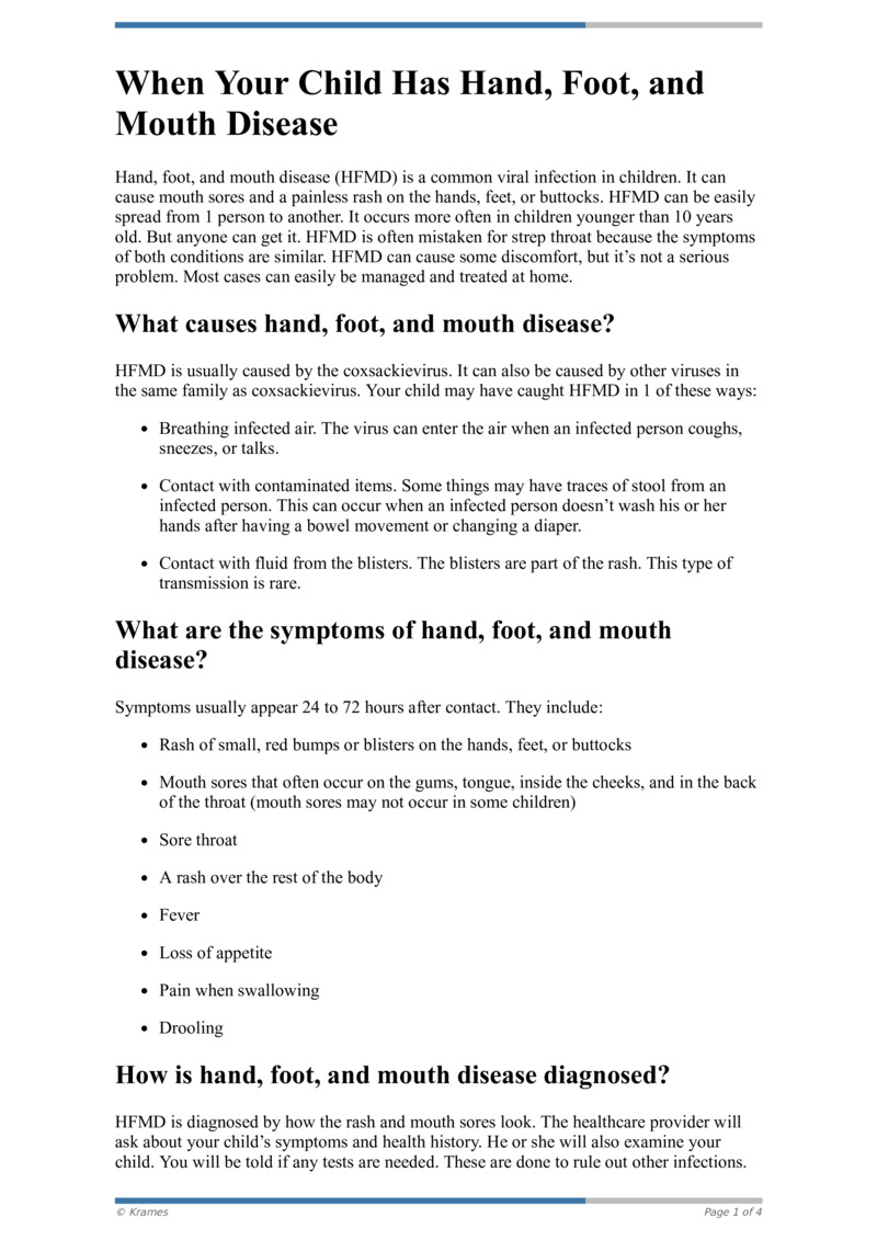 Health Education For Hand Foot And Mouth Disease at Paul Nichols blog