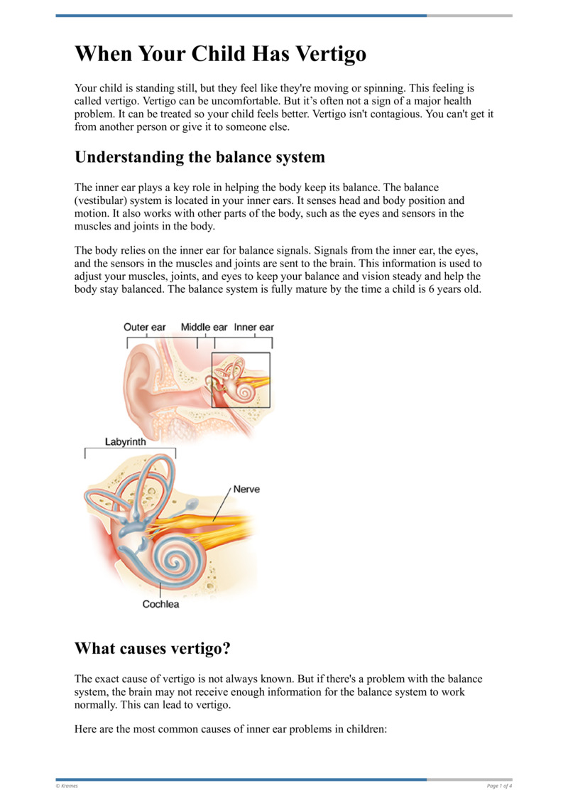 Text - When Your Child Has Vertigo - HealthClips Online