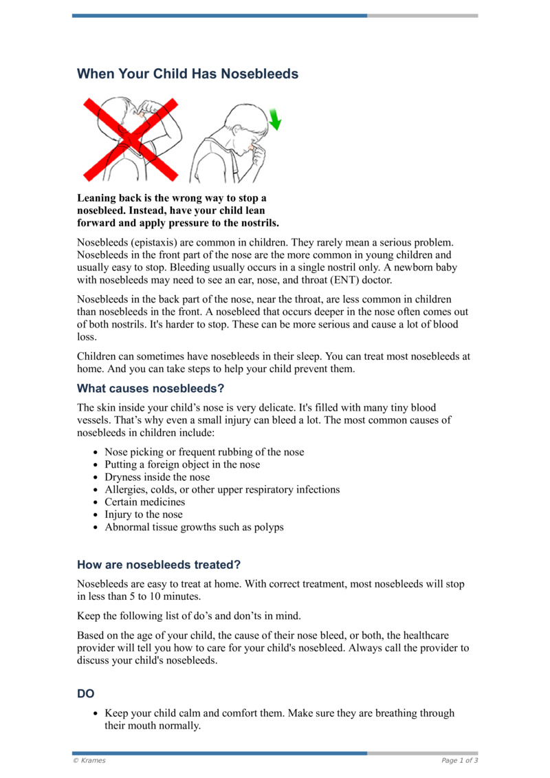 Text - When Your Child Has Nosebleeds - HealthClips Online