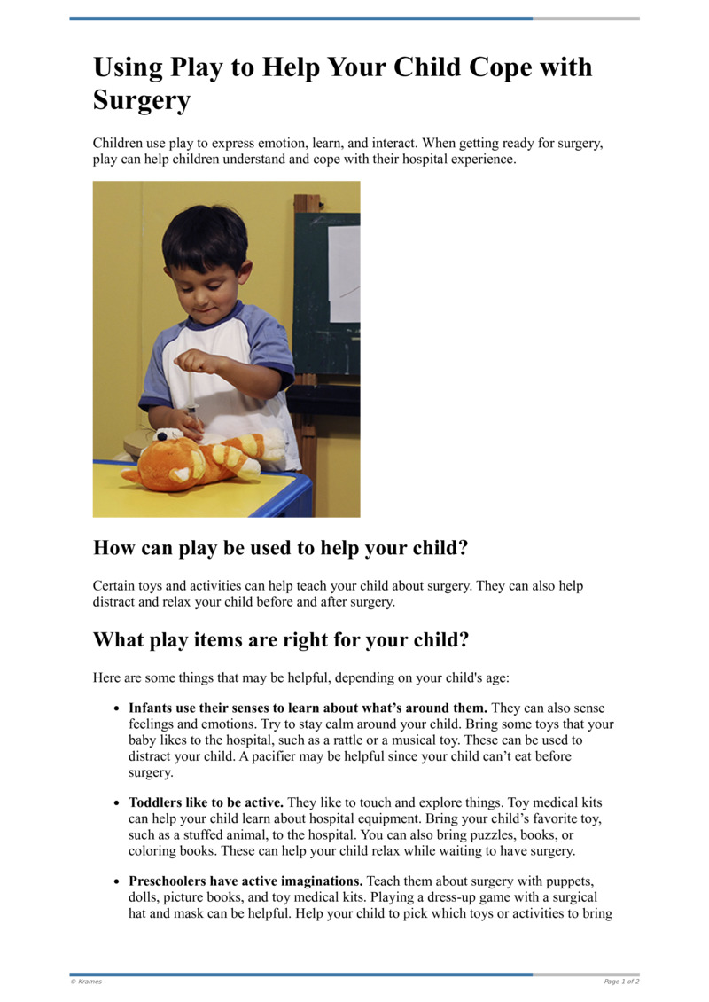 PDF - Using Play to Help Your Child Cope with Surgery - HealthClips Online
