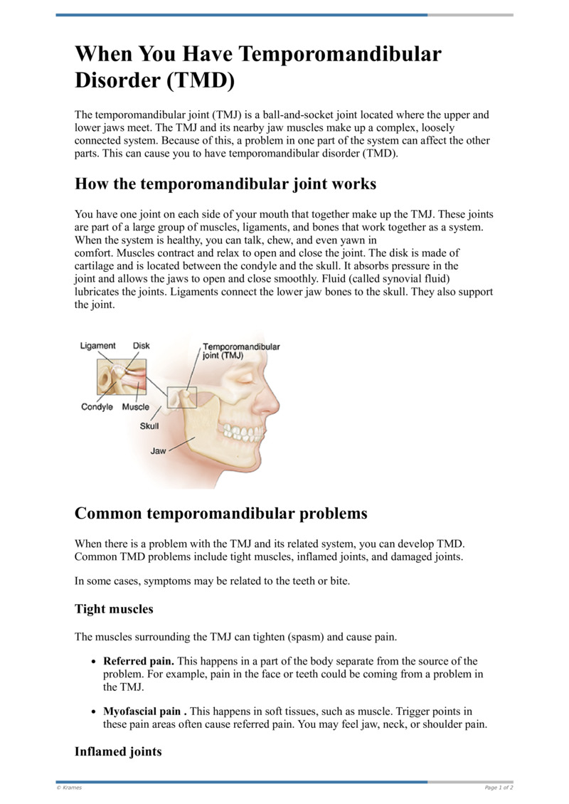 Text - When You Have Temporomandibular Disorder (TMD) - HealthClips Online