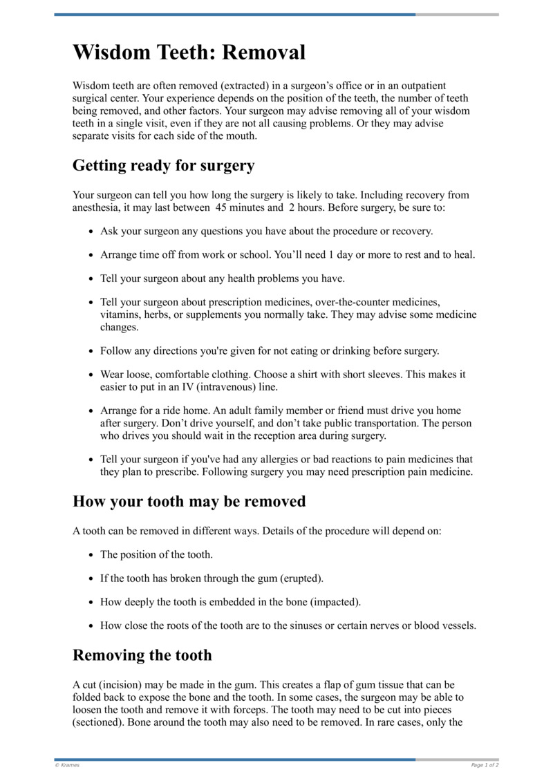 Text - Wisdom Teeth: Removal - HealthClips Online