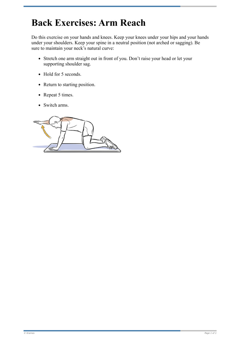 PDF - Back Exercises: Arm Reach - HealthClips Online