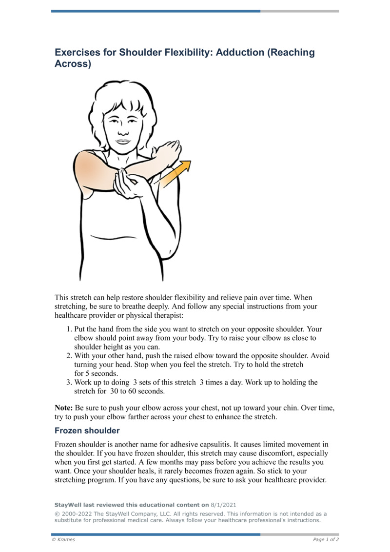PDF - Exercises for Shoulder Flexibility: Adduction (Reaching Across ...