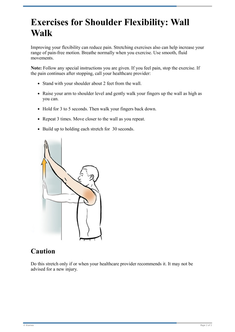Text - Exercises for Shoulder Flexibility: Wall Walk - HealthClips Online
