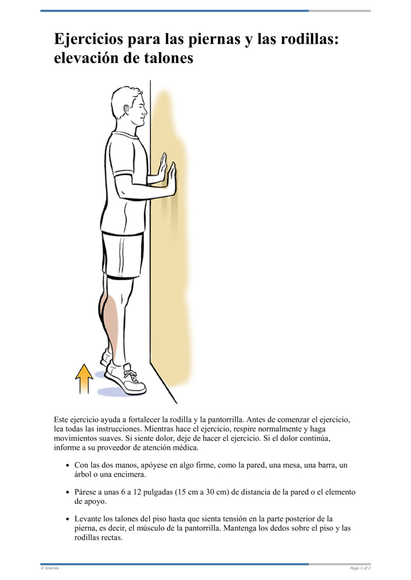 Text - Ejercicios para las piernas y las rodillas: elevación de talones - HealthClips Online