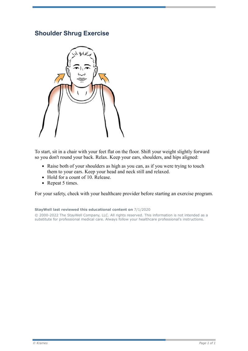 Text - Shoulder Shrug Exercise - HealthClips Online
