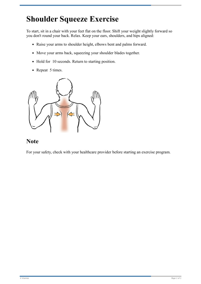 PDF - Shoulder Squeeze Exercise - HealthClips Online