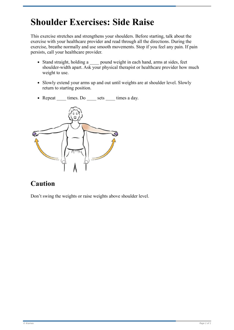 PDF - Shoulder Exercises: Side Raise - HealthClips Online