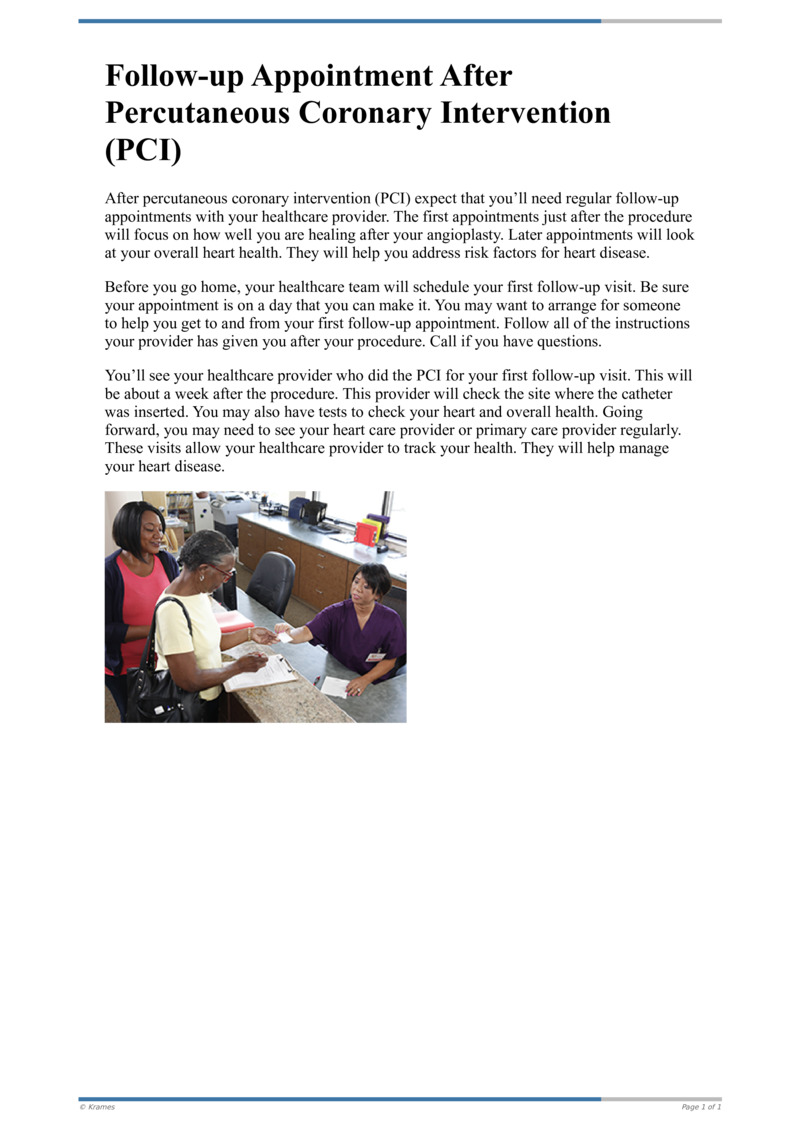 Text - Follow-up Appointment After Percutaneous Coronary Intervention ...