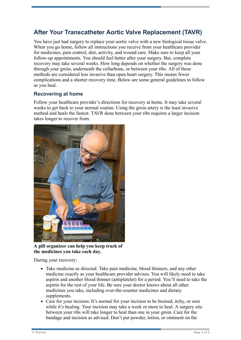 PDF - After Your Transcatheter Aortic Valve Replacement (TAVR ...