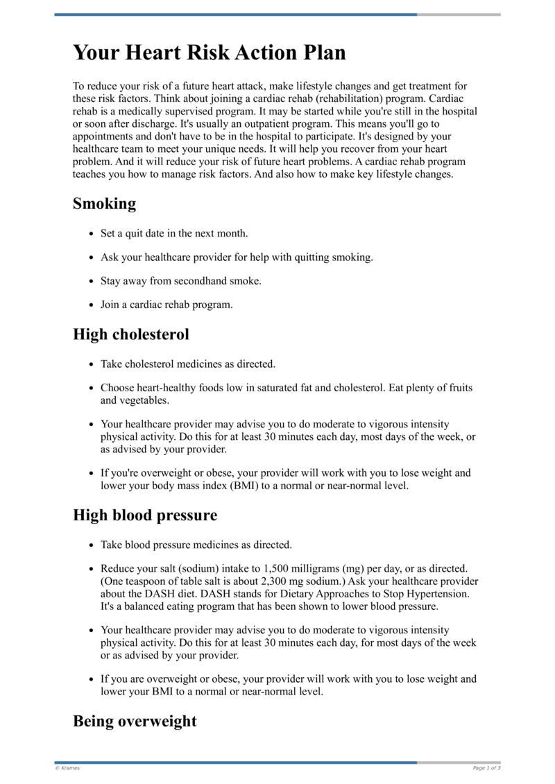 Text - Your Heart Risk Action Plan - HealthClips Online