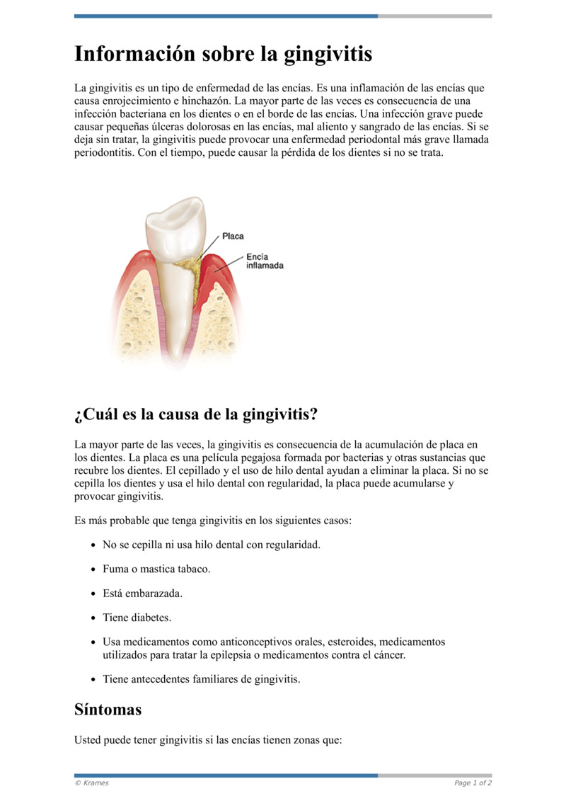 Text - Información sobre la gingivitis - HealthClips Online