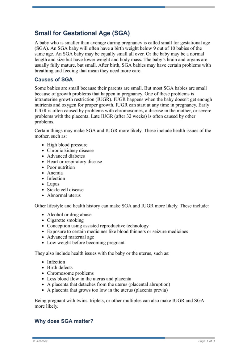 PDF - Small for Gestational Age (SGA) - HealthClips Online