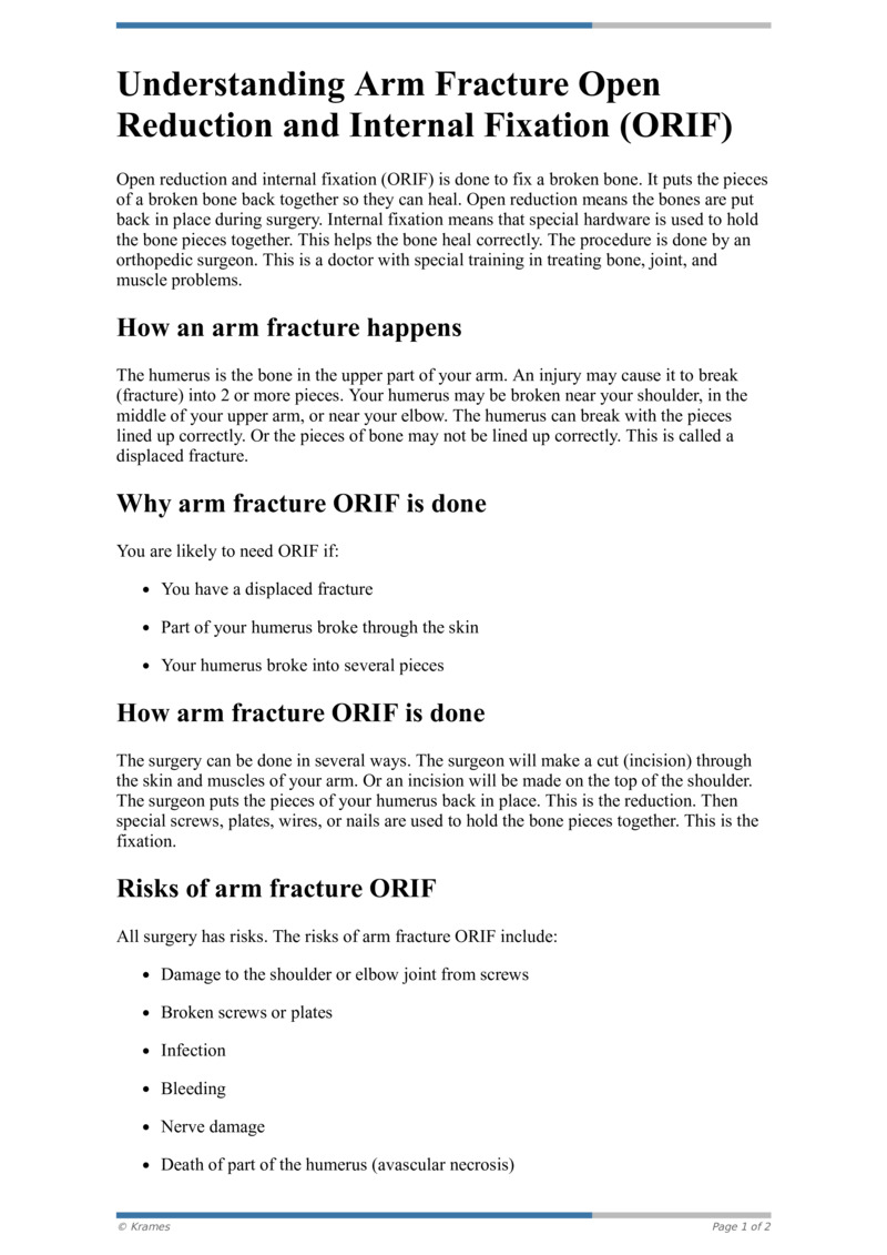 Text - Understanding Arm Fracture Open Reduction and Internal Fixation ...