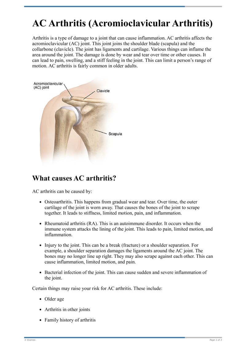 Text - AC Arthritis (Acromioclavicular Arthritis) - HealthClips Online