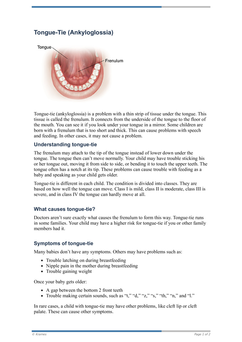 Text - Tongue-Tie (Ankyloglossia) - HealthClips Online