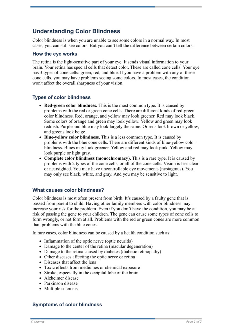 Text - Understanding Color Blindness - HealthClips Online