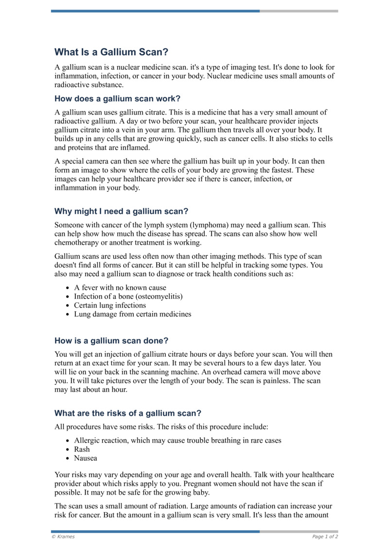 PDF - What Is a Gallium Scan? - HealthClips Online